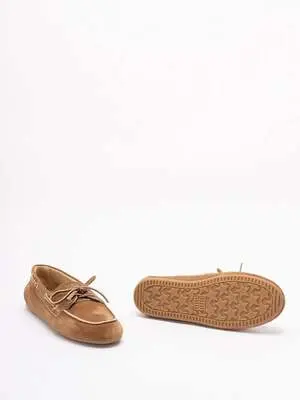 Miu Miu Unlined Bleached Suede Boat Shoes