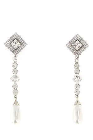 Alessandra Rich Embellished Metal Earrings - Silver