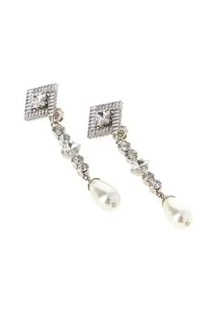 Alessandra Rich Embellished Metal Earrings - Silver