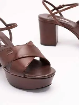 Miu Miu Calf Leather Platform Sandals - Multicolor