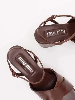 Miu Miu Calf Leather Platform Sandals - Multicolor