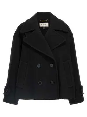 Chloé Double-breasted Wool Coat - Black