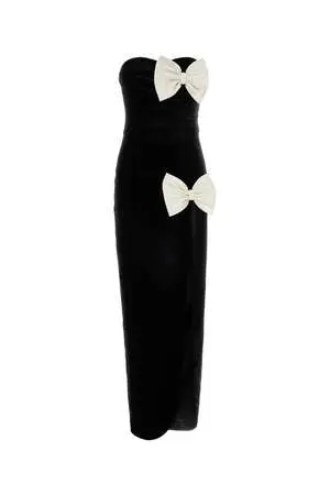 Alessandra Rich Stretch Velvet Dress - Black