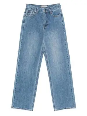 SELF-PORTRAIT Rhinestone Denim Straight Leg Jeans - Multicolor