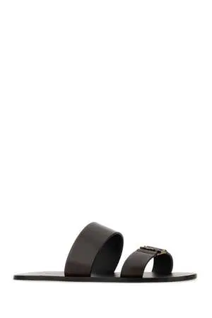 Saint Laurent Dark Leather Babylone Slippers