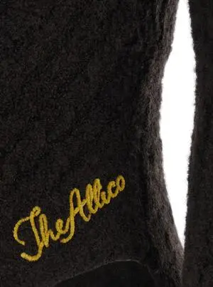 Attico Brown Sweater With Asymmetrical Design And Logo Lettering In Wool - Multicolor