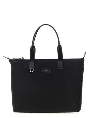 Dolce & Gabbana Media Logo Patch Shopping Bag - Black
