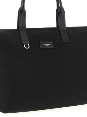 Dolce & Gabbana Media Logo Patch Shopping Bag - Black