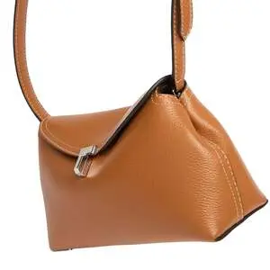 TOTEME T-lock Grained-leather Clutch Bag - Brown