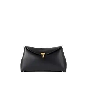 TOTEME T-lock Leather Clutch Bag - Black