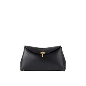 TOTEME T-lock Leather Clutch Bag - Black