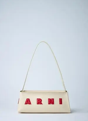 Marni Leather Baguette Musuem Shoulder Bag - Cream
