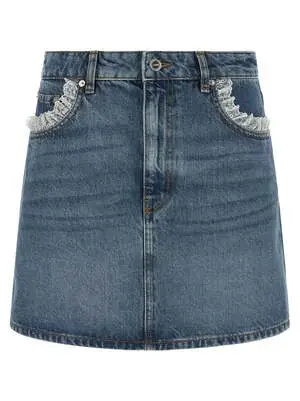 GANNI Denim And Lace Mini Skirt - Blue