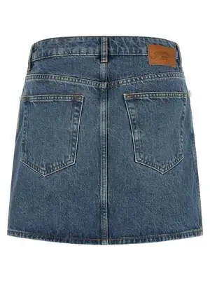 GANNI Denim And Lace Mini Skirt - Blue