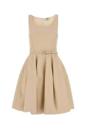 Fendi Cream Wool Blend Dress - Yellow