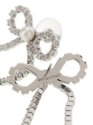 SELF-PORTRAIT Crystal Droplet Bow Earrings
