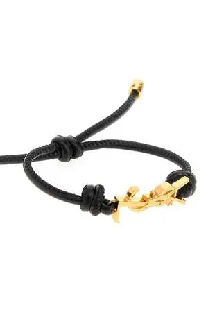 Saint Laurent Leather Cassandre Bracelet