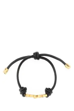 Saint Laurent Leather Cassandre Bracelet - Black