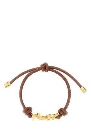 Saint Laurent SAINT LAURENT Leather Cassandre Bracelet Brown