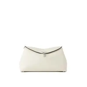 TOTEME T-lock Leather Clutch Bag - White