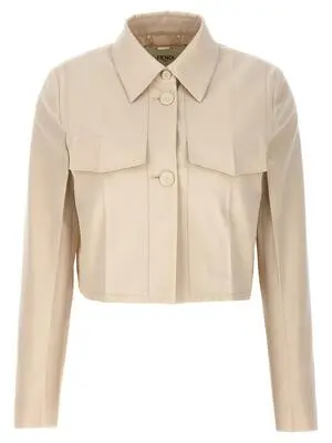 Fendi Tailored Crop Jacket - Cream