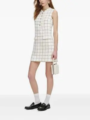 SELF-PORTRAIT Check Boucle Lace Trim Mini Dress - Multicolor
