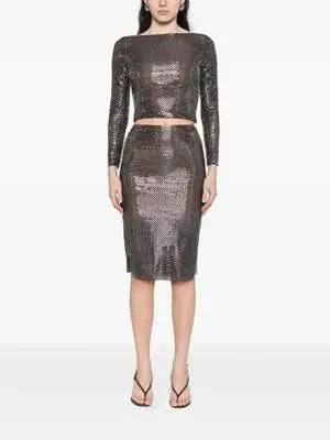 SELF-PORTRAIT Rhinestone Midi Skirt