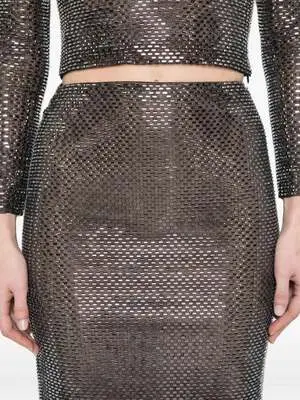 SELF-PORTRAIT Rhinestone Midi Skirt