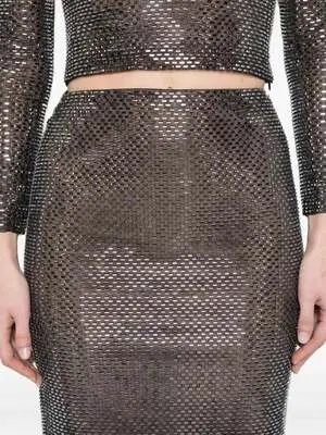SELF-PORTRAIT Rhinestone Midi Skirt - Multicolor