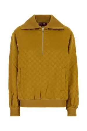 Gucci Viscose Blend Quarter Zip Polo Shirt - Yellow