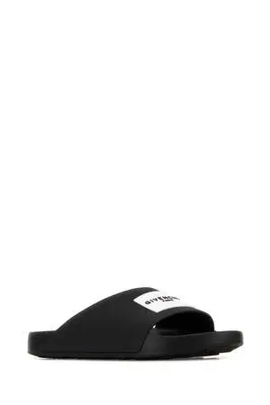 Givenchy Rubber Label Slippers - Black