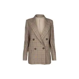 Brunello Cucinelli Prince Of Wales Linen Blazer - Brown