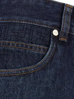 Fendi Blue Shorts With Logo Patch On The Back In Denim For - Multicolor