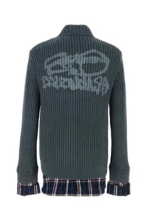 Balenciaga Petrol Blue Cotton Cardigan