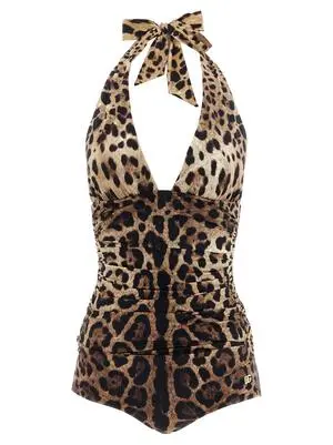 Dolce & Gabbana Leopardo' One-piece Swimsuit - Brown