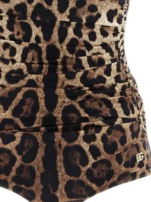 Dolce & Gabbana Leopardo' One-piece Swimsuit - Brown