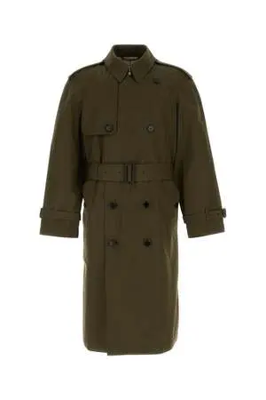 Burberry Olive Cotton Trench Coat - Green