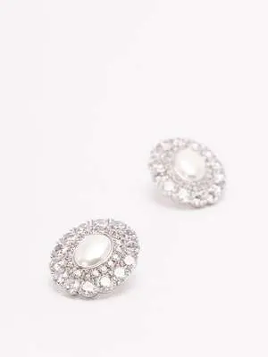 SELF-PORTRAIT Oval Crystal Earrings