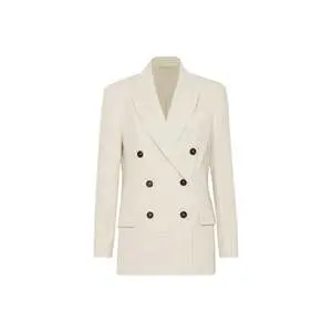 Brunello Cucinelli Corduroy Double-breasted Blazer - White