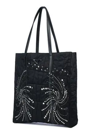 Prada Studded Paneled Shopper Bag - Multicolor