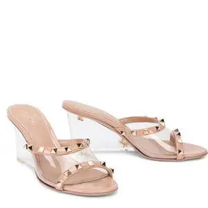 Valentino Garavani Rockstud Transparent Mules - Cream