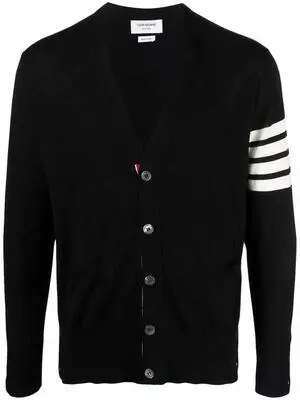 Thom Browne Cardigan With Stripe Detail - Black