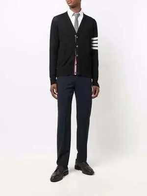 Thom Browne Cardigan With Stripe Detail - Black