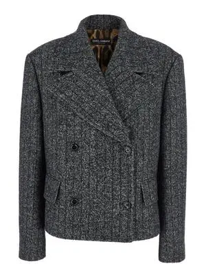Dolce & Gabbana Grey Double-breasted Jacket With Notched Revers In Wool Blend - Multicolor
