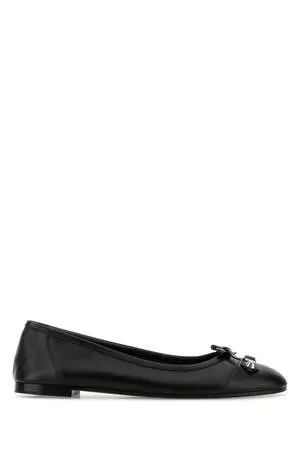 Balenciaga Leather City Up Ballerinas - Black