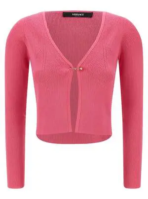 Versace Ribbed Knit Cardigan - Pink
