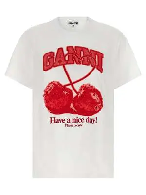 GANNI Cherry Graphic Print T-shirt - Red