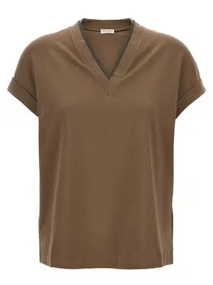 Brunello Cucinelli T-shirt Monile - Brown