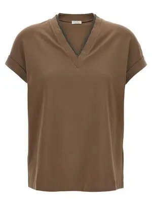 Brunello Cucinelli T-shirt Monile - Brown