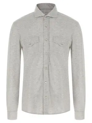 Brunello Cucinelli Piqué Cotton Shirt - Gray